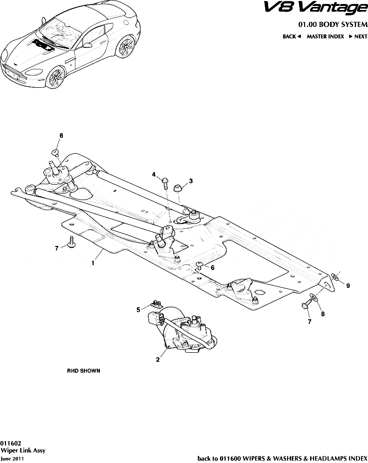 Aston Store | V8 Vantage Wiper Link Assembly | Aston Store