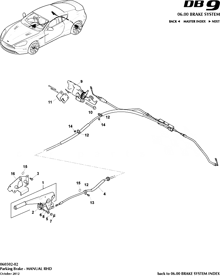 Later DB9 RHD Handbrake with Manual Transmission