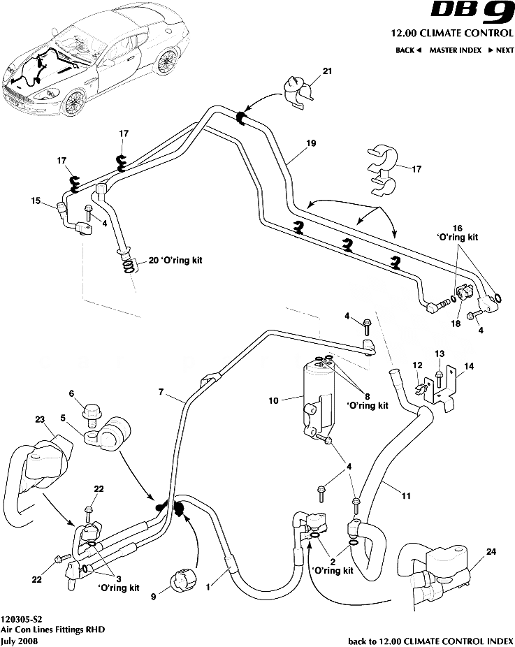 Early DB9 RHD Air Con Lines | Aston Martin