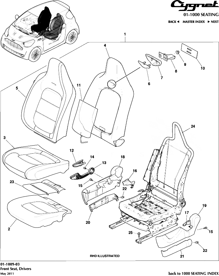 Cygnet Front Seat, Drivers | Aston Store