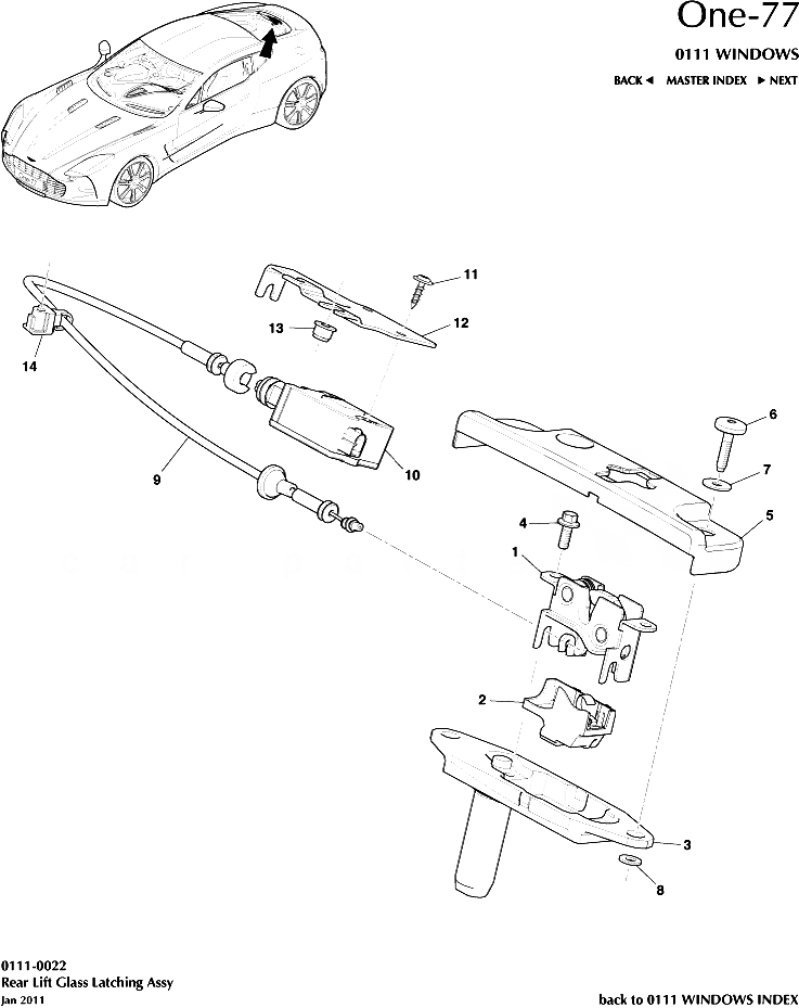 One-77 Rear Lift Glass Latching Assembly | Aston Store