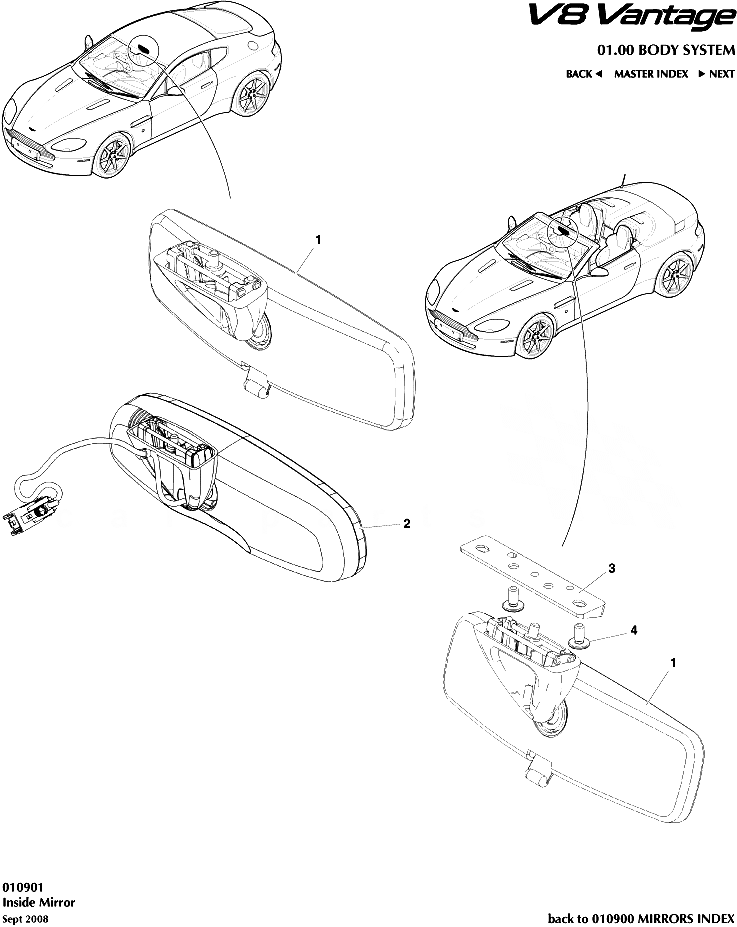 V8 Vantage Interior Mirror