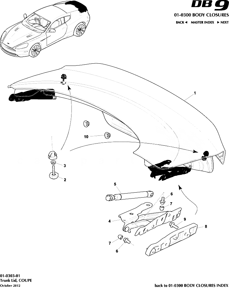 Later DB9 Coupe Boot Lid and Hinge