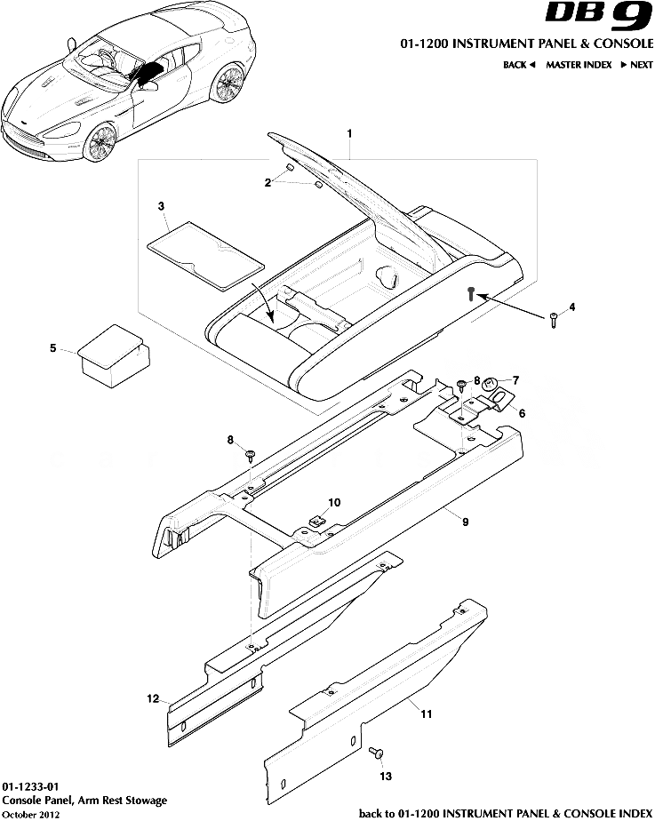 Later DB9 Centre Console Armrest
