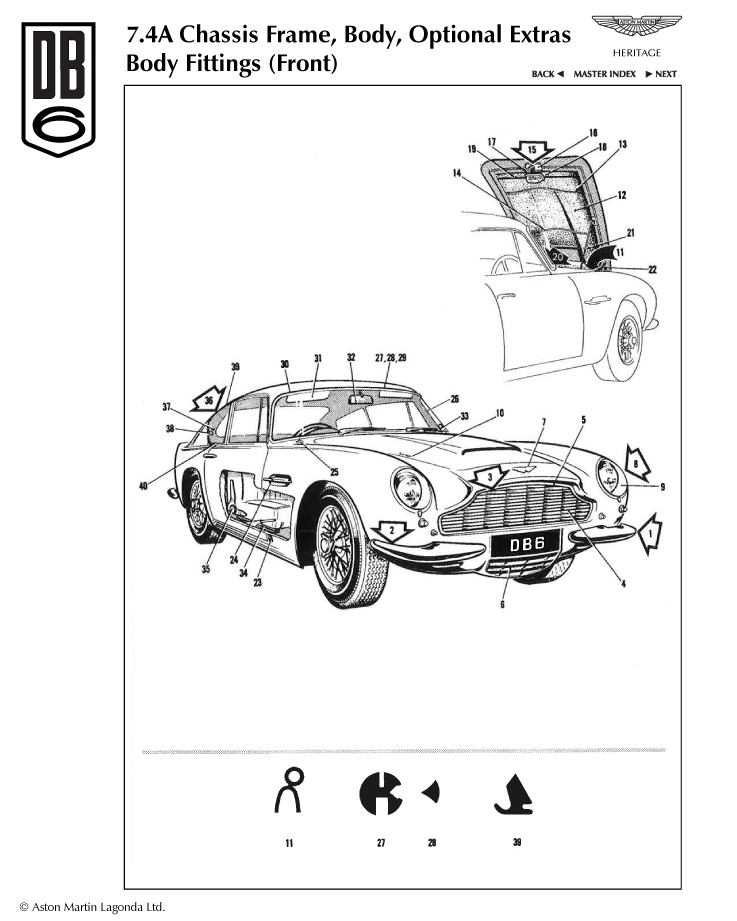 DB6 Front Body Fitting Parts