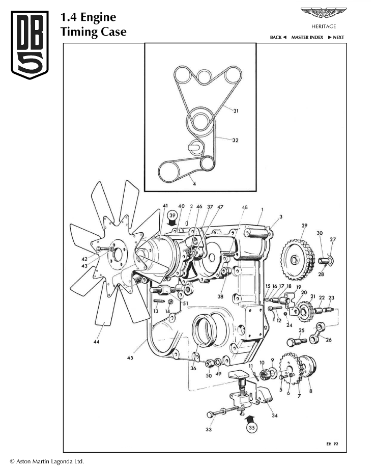 DB5 Timing Case Parts