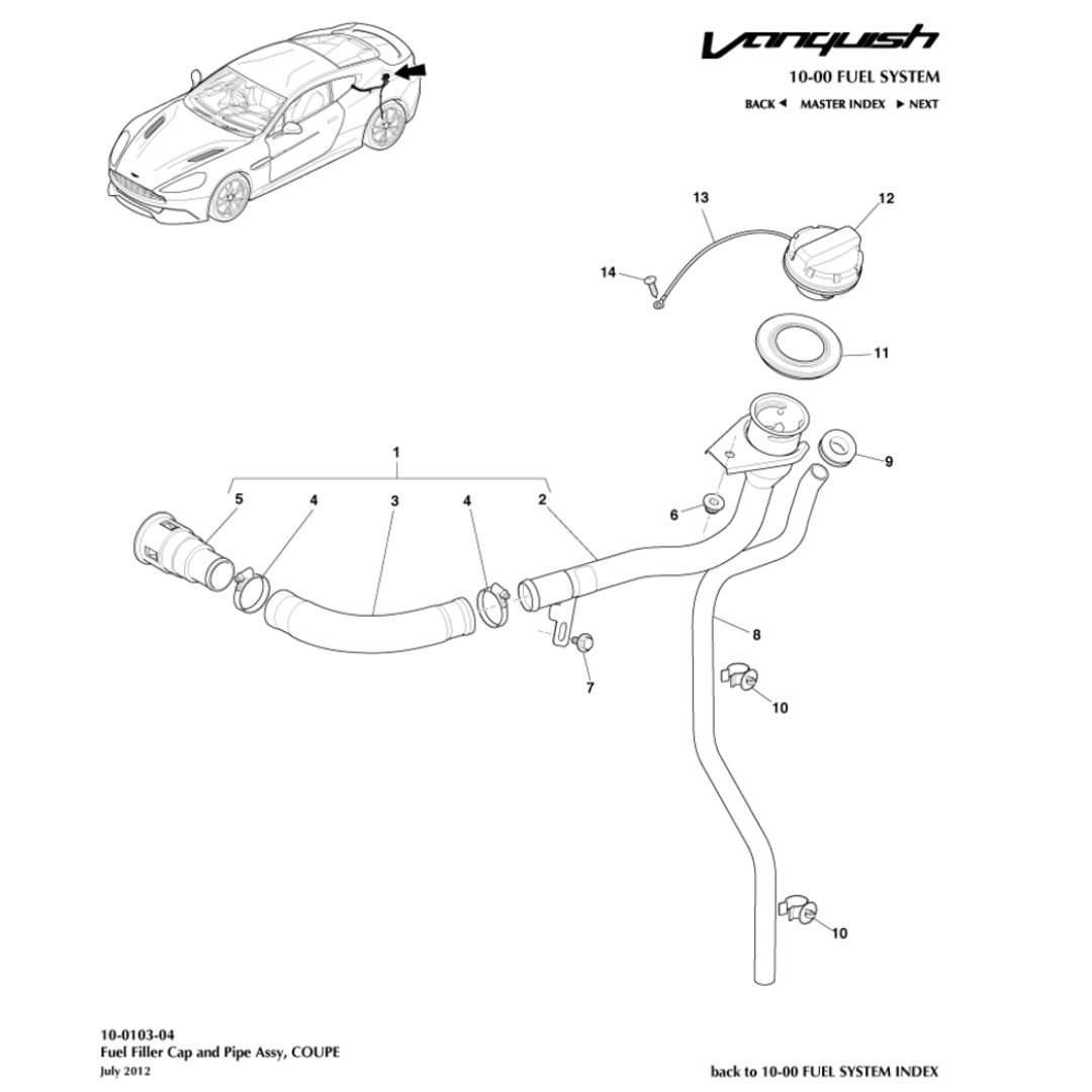 2nd Gen Vanquish Coupe Fuel Filler Assembly