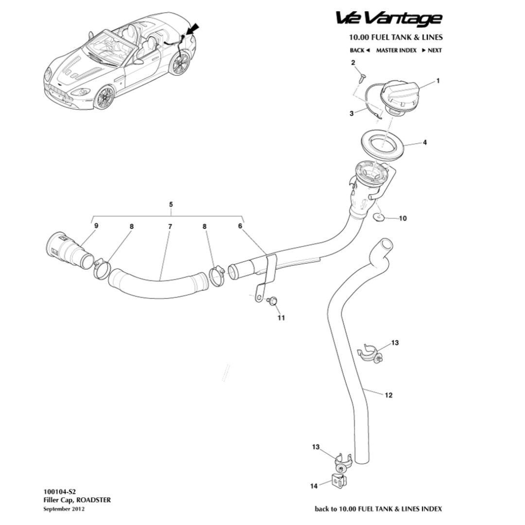 V12 Vantage Roadster Fuel Filler Assembly