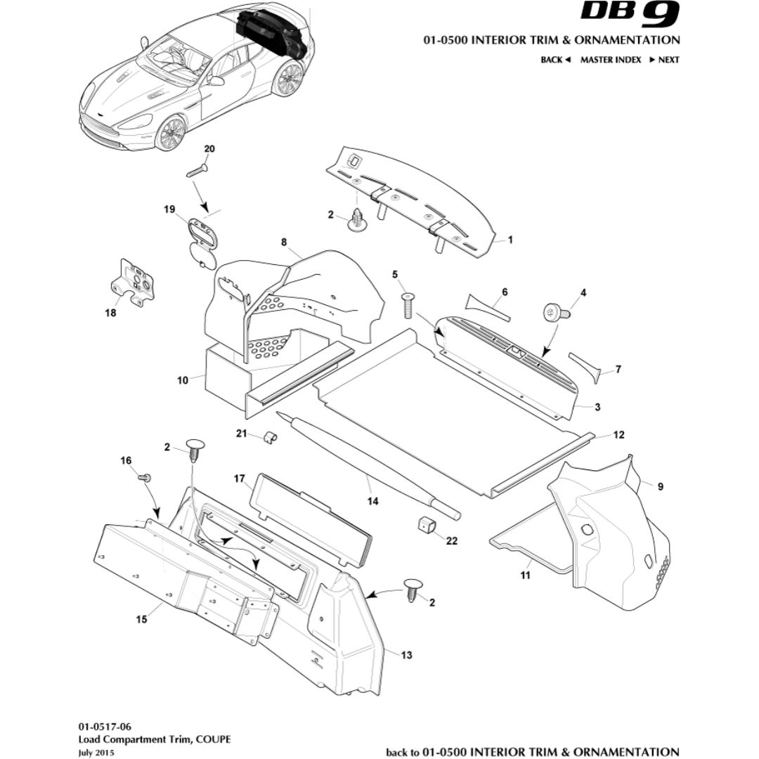 Later DB9 Coupe Load Compartment Trim