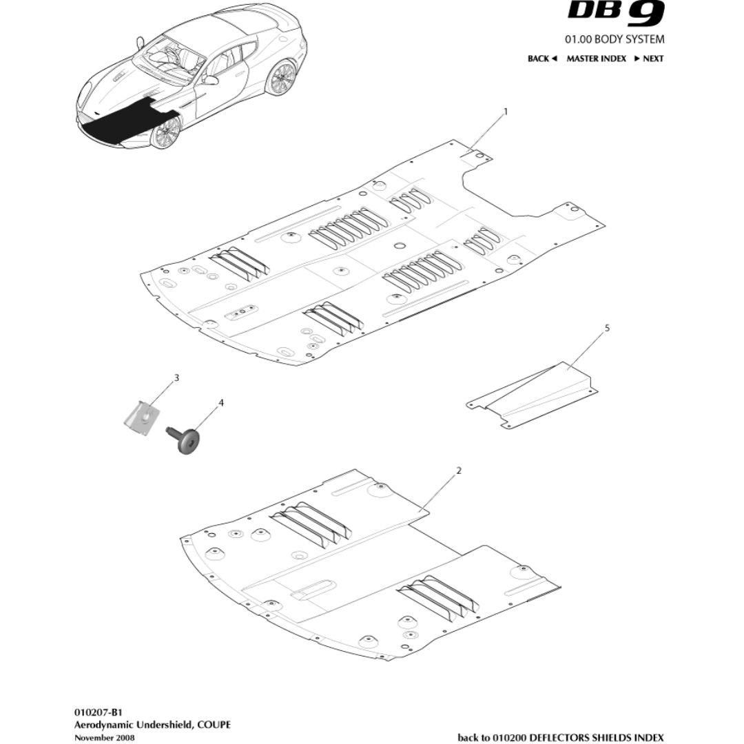 Early DB9 Coupe Front Undershield