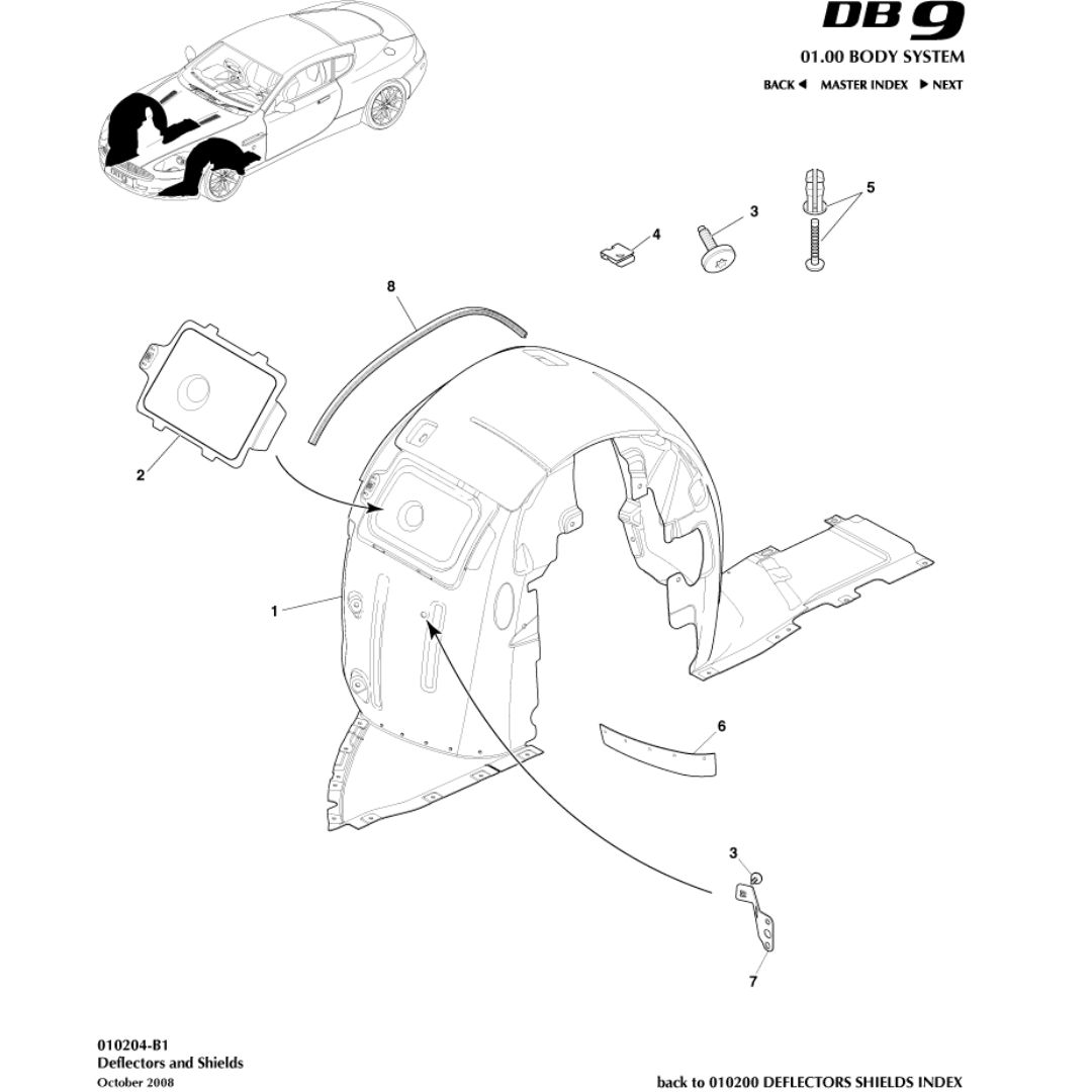 Early DB9 Front Structure parts