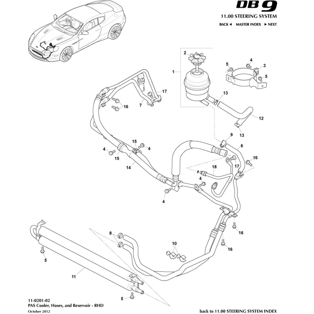Later DB9 RHD PAS Hoses | Aston Martin