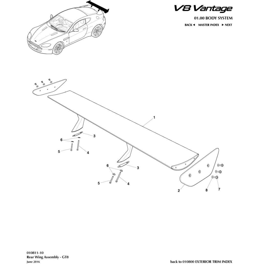 GT8 Vantage Rear Wing Assembly