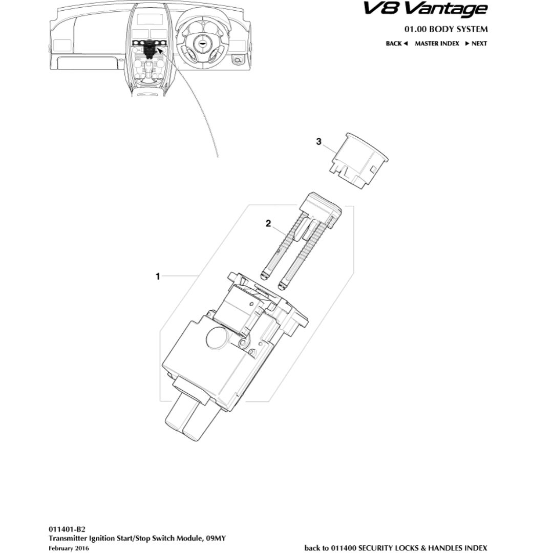 V8 Vantage 2009 Start Stop Ignition Switch Module