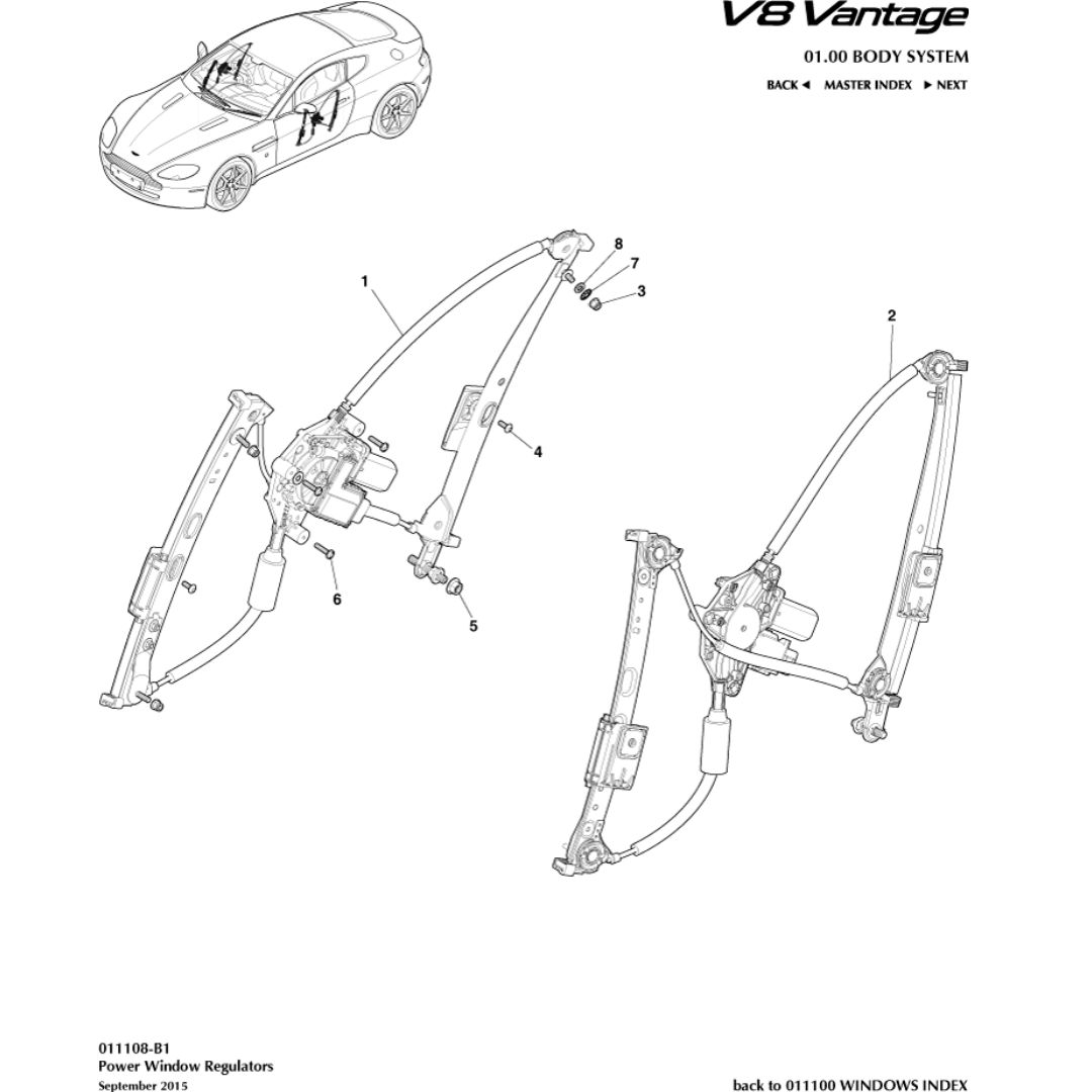 V8 Vantage Door Window Regulators