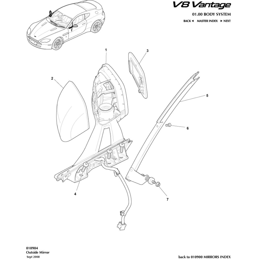 V8 Vantage Outside Mirror
