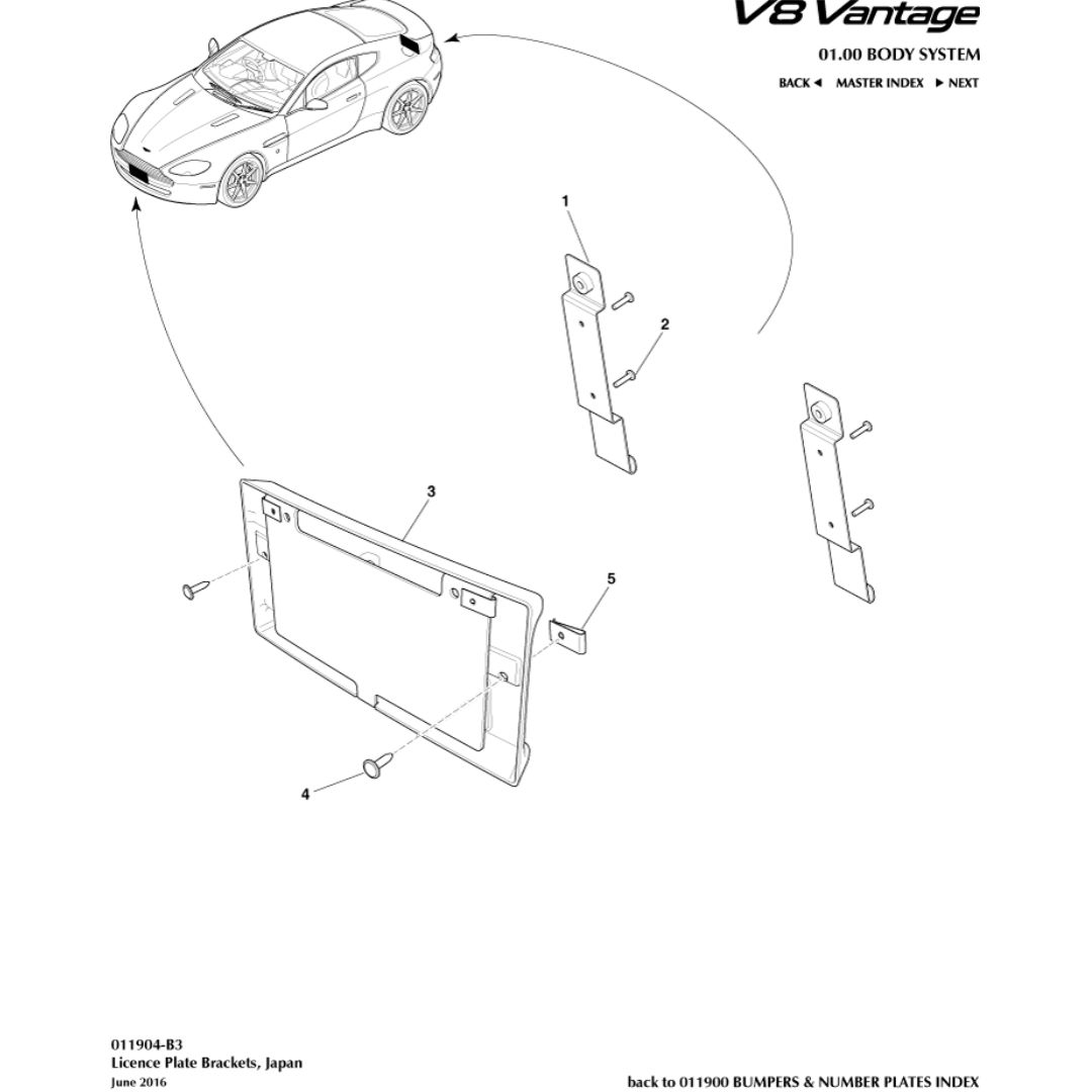 V8 Vantage Japan Number Plate Brackets
