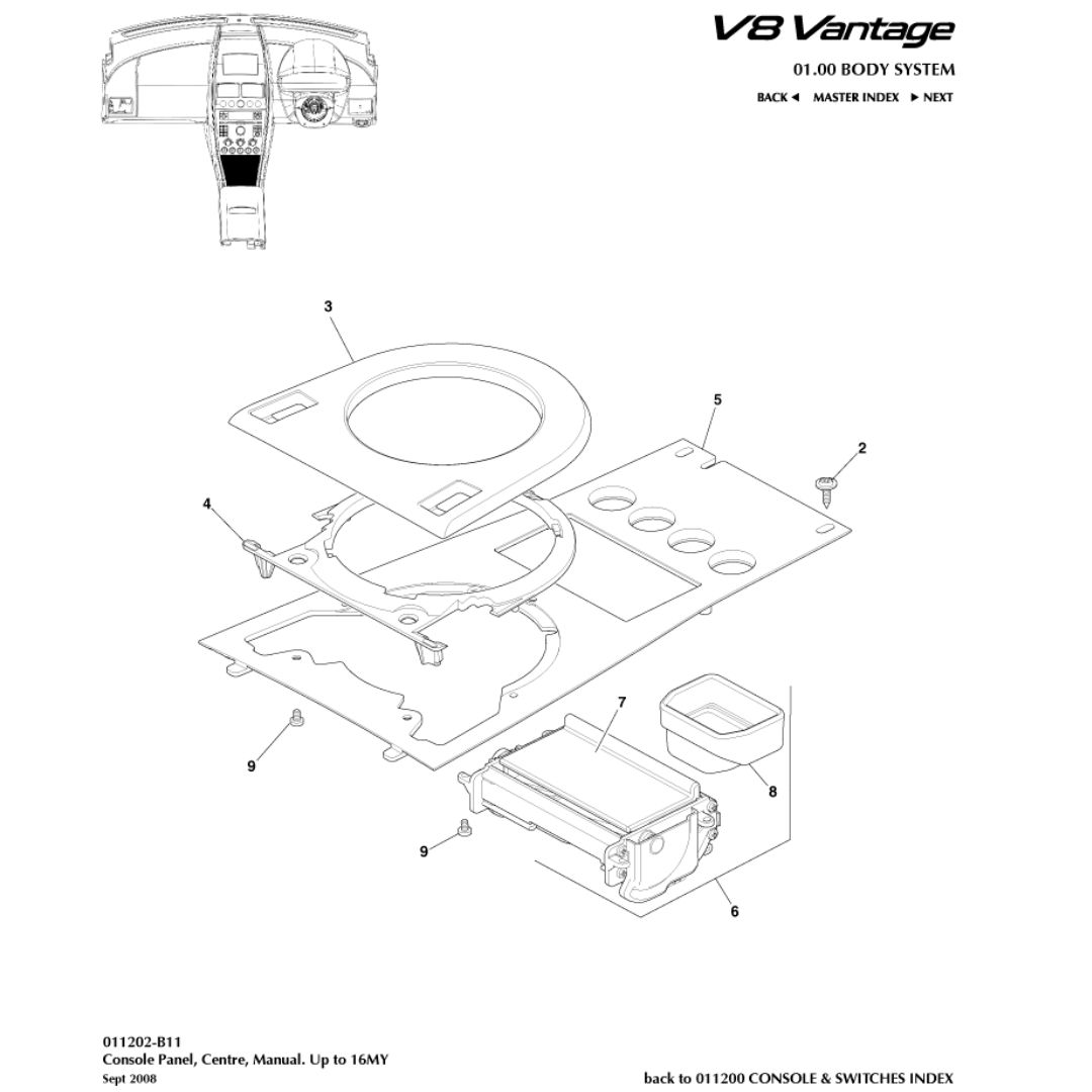 V8 Vantage Manual Front Console