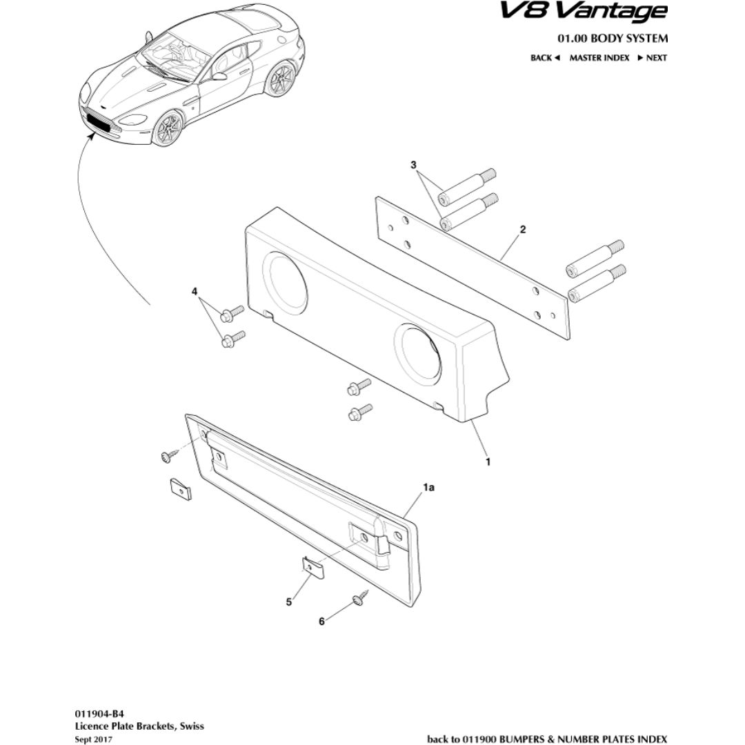 V8 Vantage Swiss Number Plate Brackets
