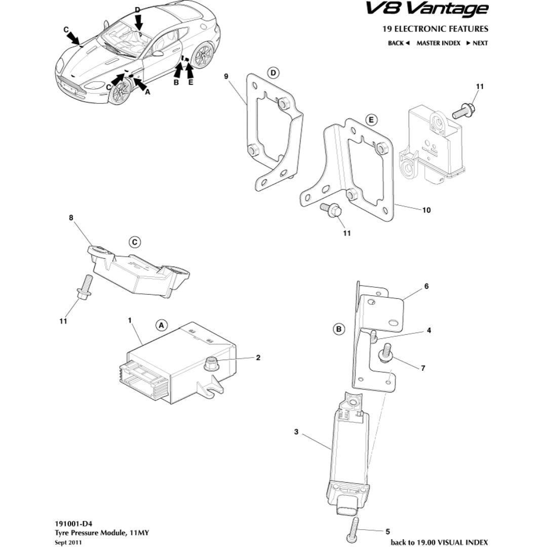 V8 Vantage 2011 Tyre Pressure Module