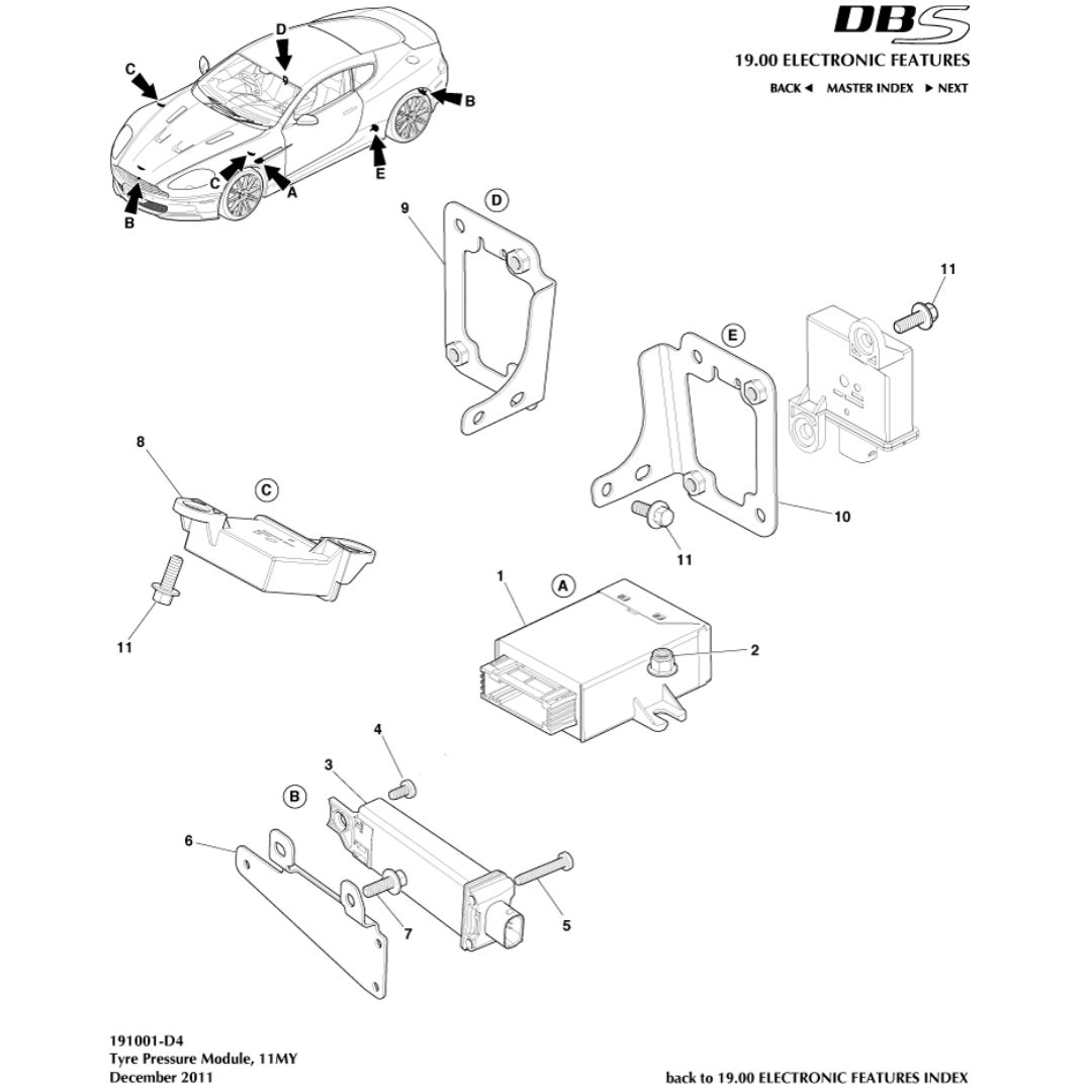 DBS V12 2011 Tyre Pressure Module