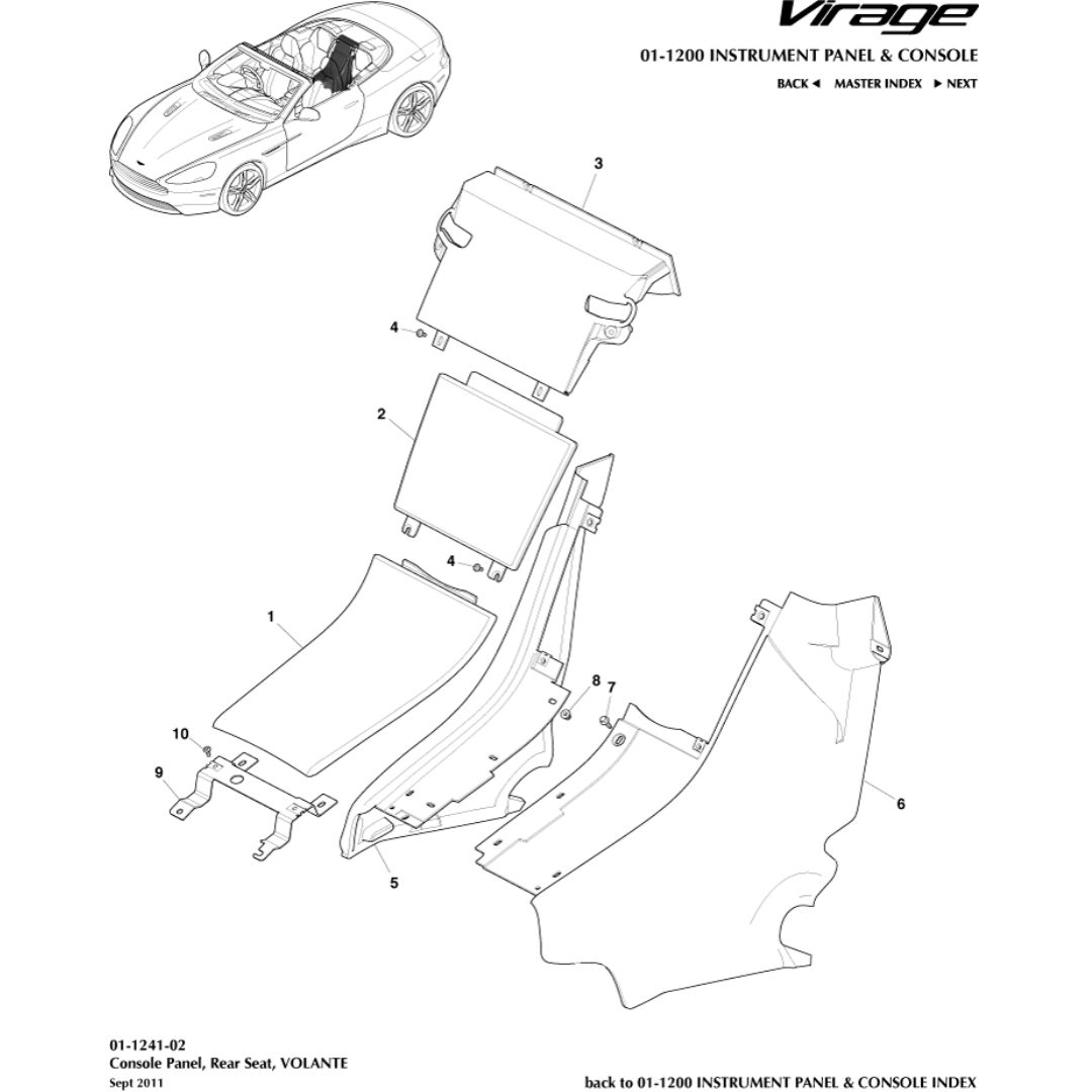 V12 Virage Volante Rear Console